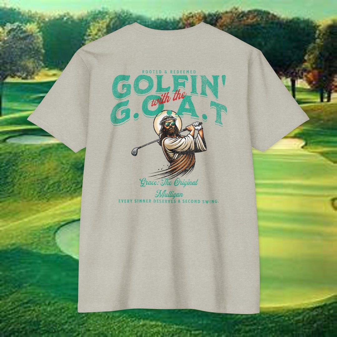 Golfin With the GOAT Tee Jesus Golf Shirt, Mulligan Grace Christian Tee ...