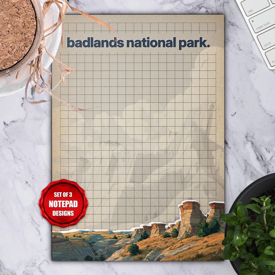 Badlands National Park Printable Notepad Set | Daily Planner, Shopping ...