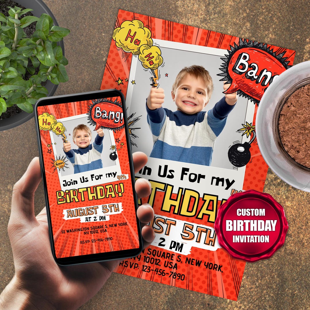Custom Comic Book Birthday Invitation | Personalized Kids Party Invite ...