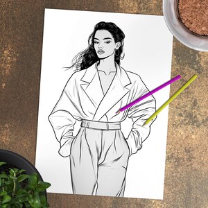 Fashion Coloring Pages, Set of 5 Printable Fashion Illustrations ...