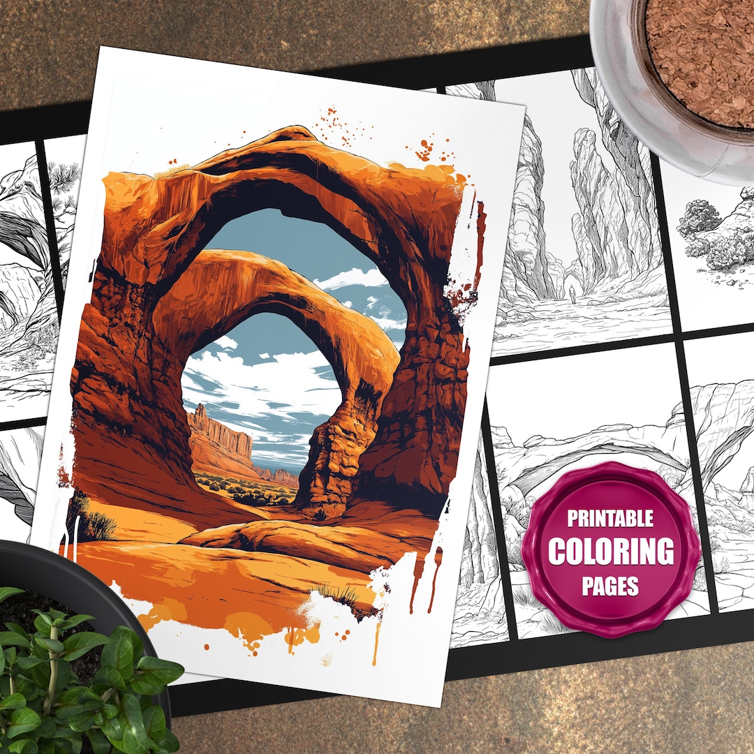 Arches National Park Coloring Pages, Set of 20 Printable Designs ...