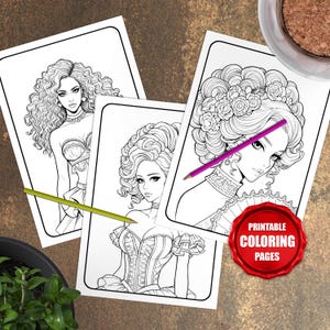 Burlesque Ladies Coloring Pages | Digital Download Fashion ...