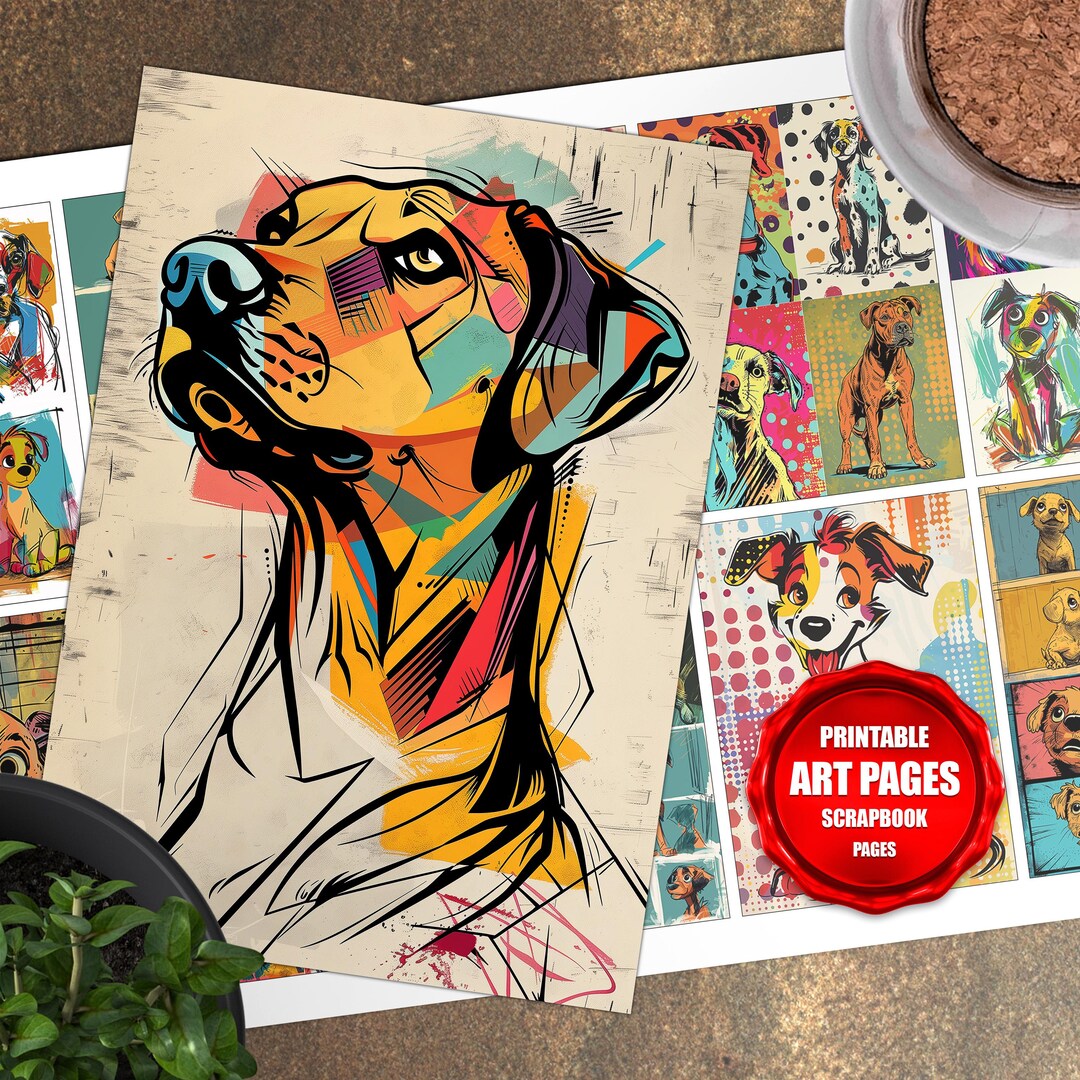Pop Art Dogs Printable Art Pages Vol.1, Cut Out and Collage, Collage ...
