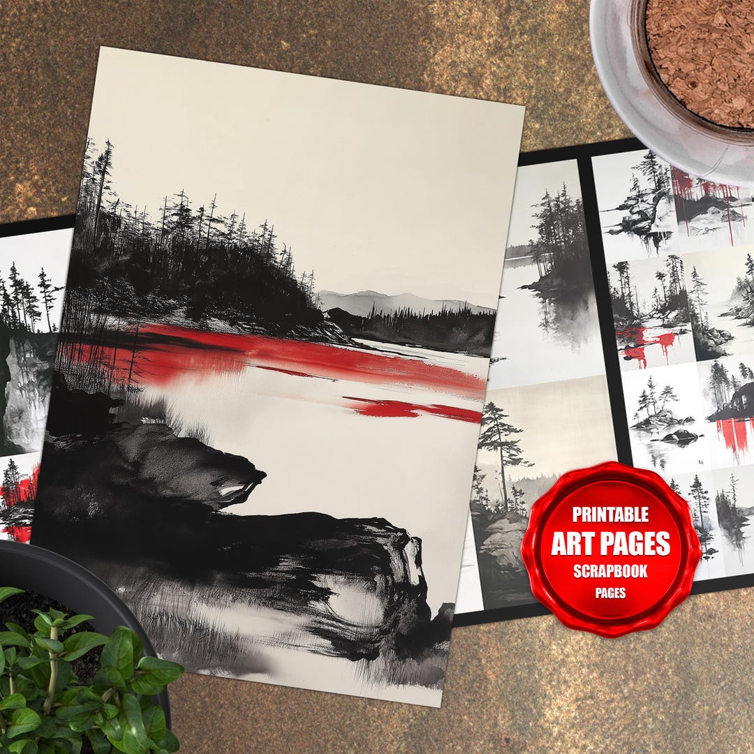 Acadia National Park Art Pages, Minimalist Forest & Lake Cut-out ...