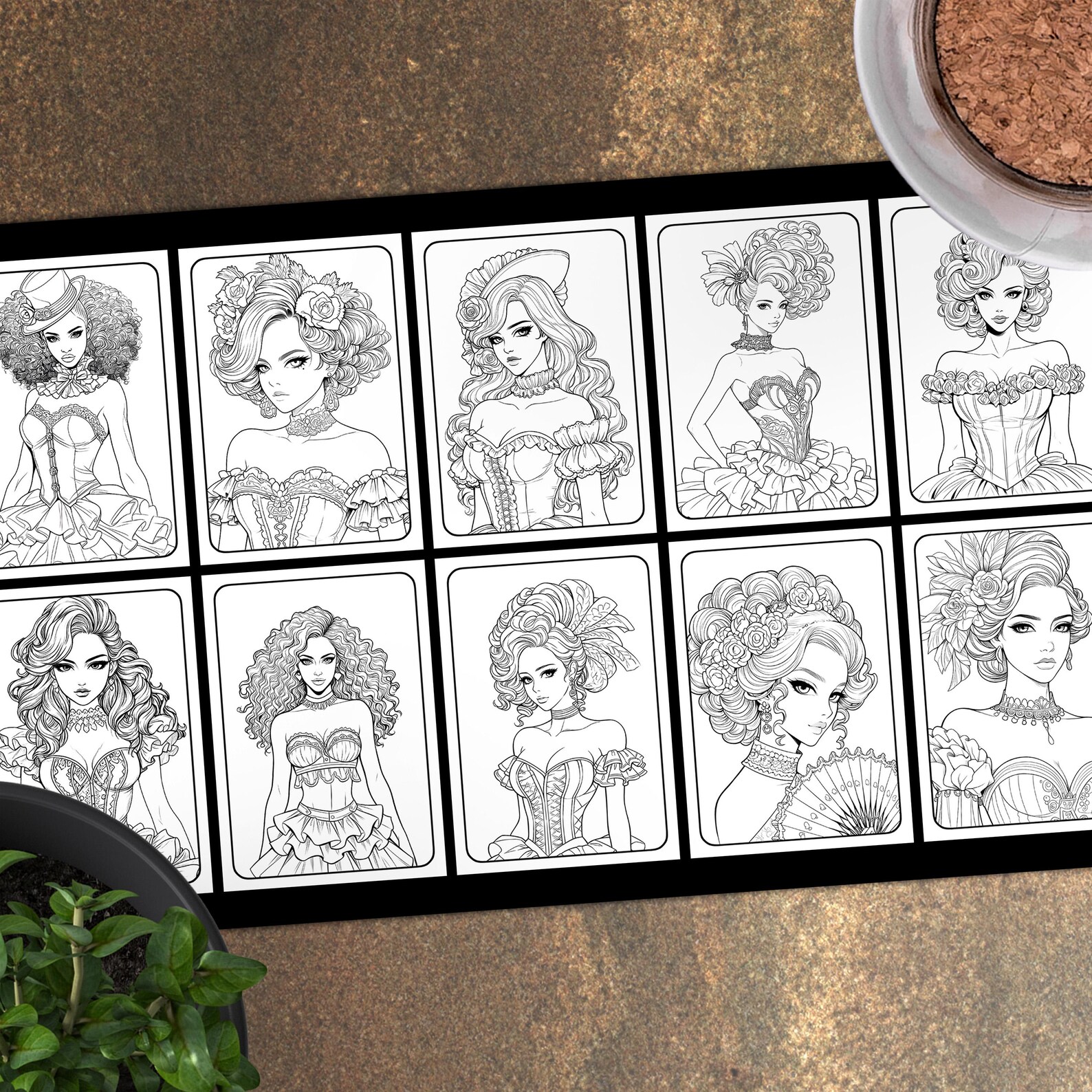Burlesque Ladies Coloring Pages | Digital Download Fashion ...