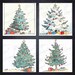 20 Vintage Watercolor Christmas Tree Clipart Set – 20 Hand-drawn ...