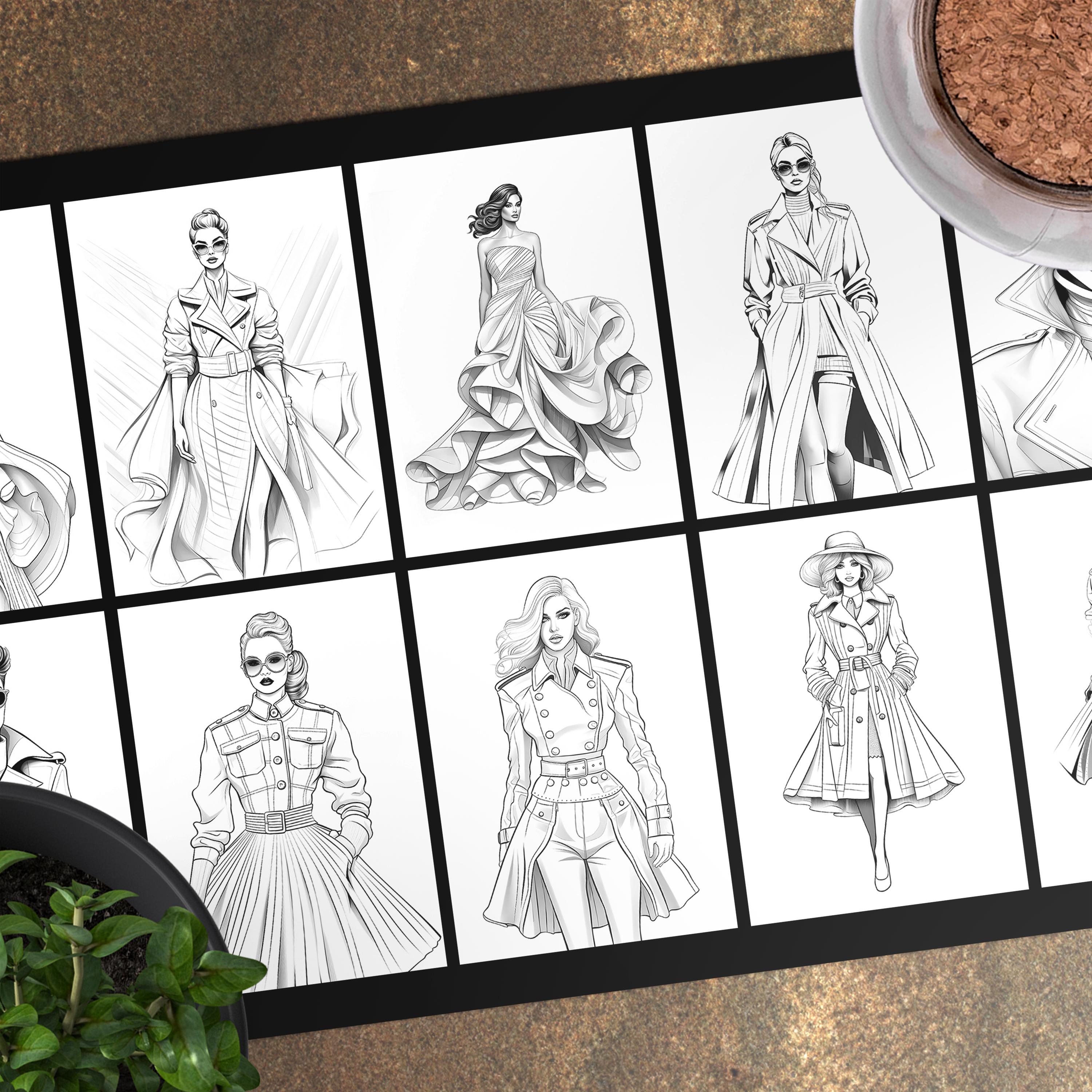 Fashion Coloring Pages Vol.2, Set of 20 Printable Designs, Printable ...