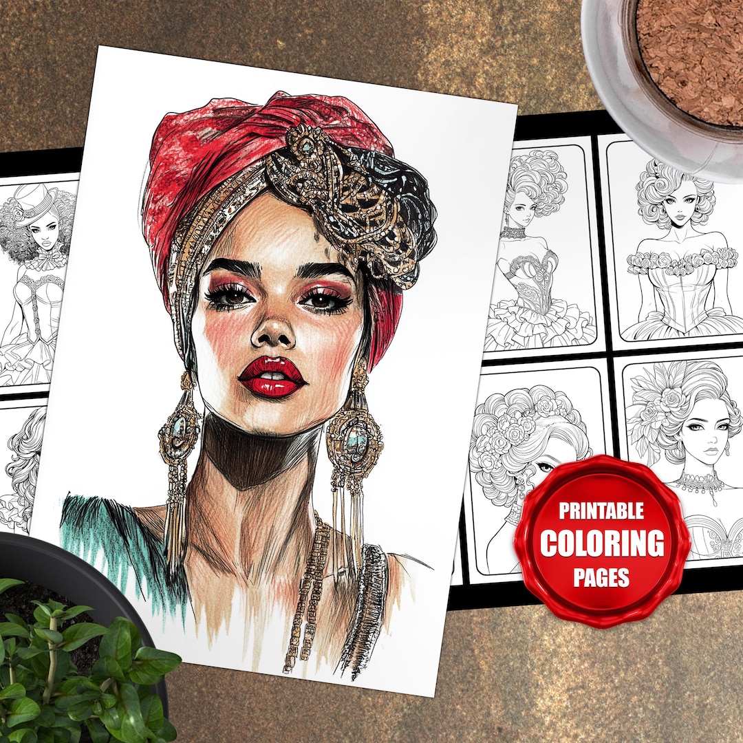 Burlesque Ladies Coloring Pages | Digital Download Fashion ...