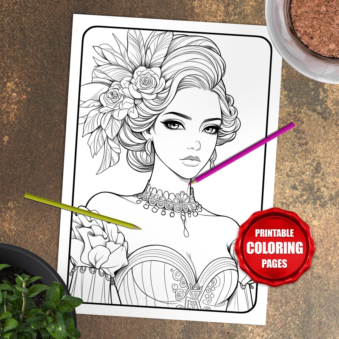 Burlesque Ladies Coloring Pages | Digital Download Fashion ...