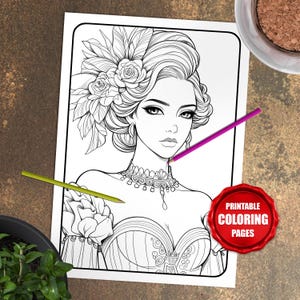 Burlesque Ladies Coloring Pages | Digital Download Fashion ...