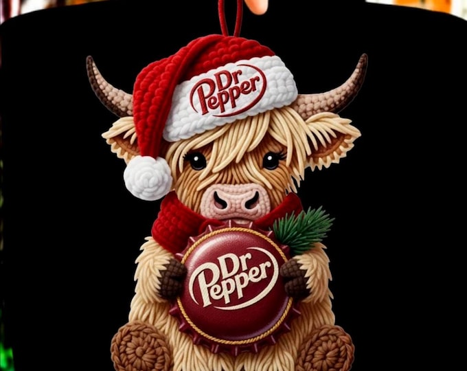 Faux Yarn Christmas Dr Pepper PNG, Dr Pepper Crochet Yarn Highland Cow ...