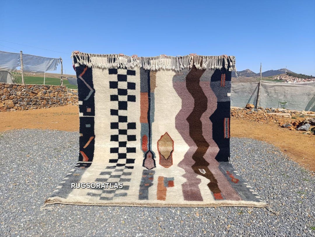 Moroccan Rug 8x10, Rug for Living Room , Handmade Area Rug , Wool Beni ...