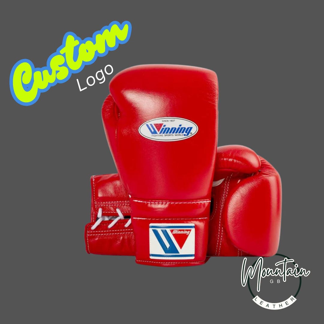 Red Winning Boxing Gloves Edition Custom Logo Adult Personalized Lace ...