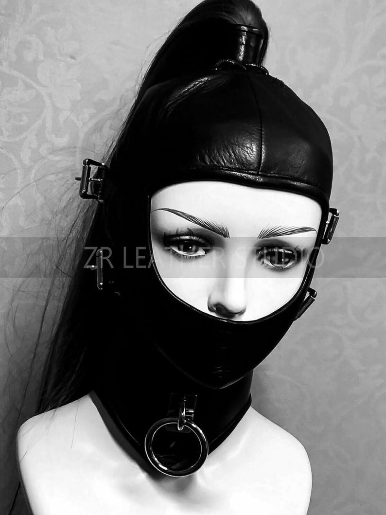 Real Leather Ponytail Mask With Adjustable Collar, Buckle, and Muzzle ...