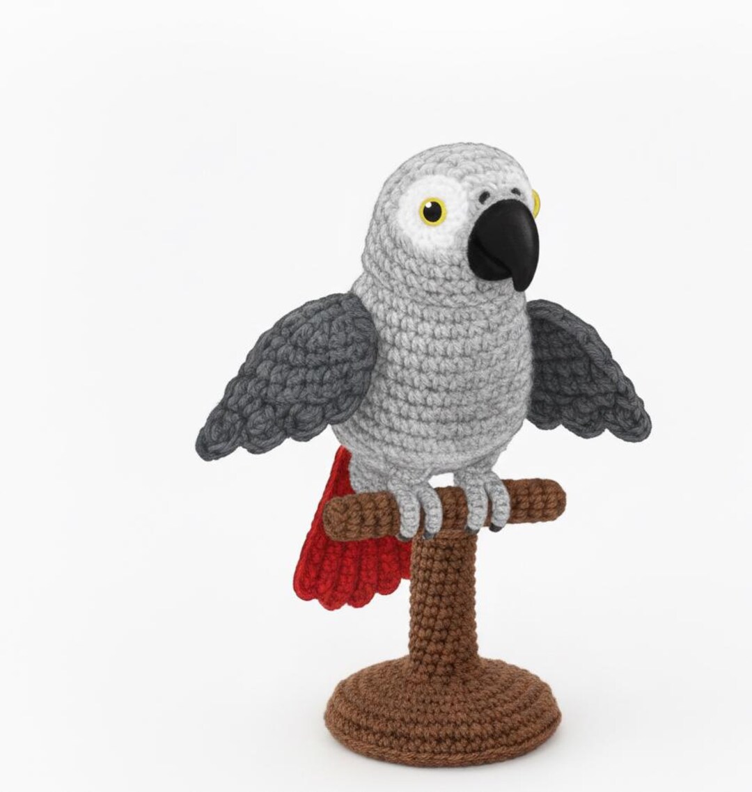 African Grey Parrot Crochet Pattern | Realistic Amigurumi Bird (PDF ...