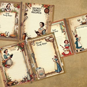 Vintage Recipe Scrapbook: Printable Family Cookbook, Grandma Recipe ...
