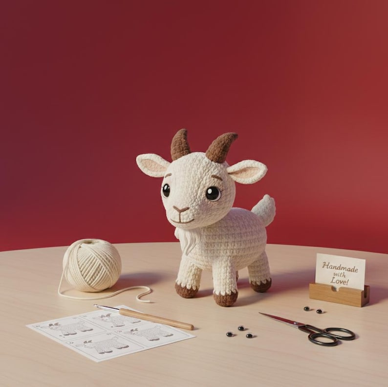Baby Goat Amigurumi Crochet Pattern, Farm Animal Tutorial (PDF Download ...