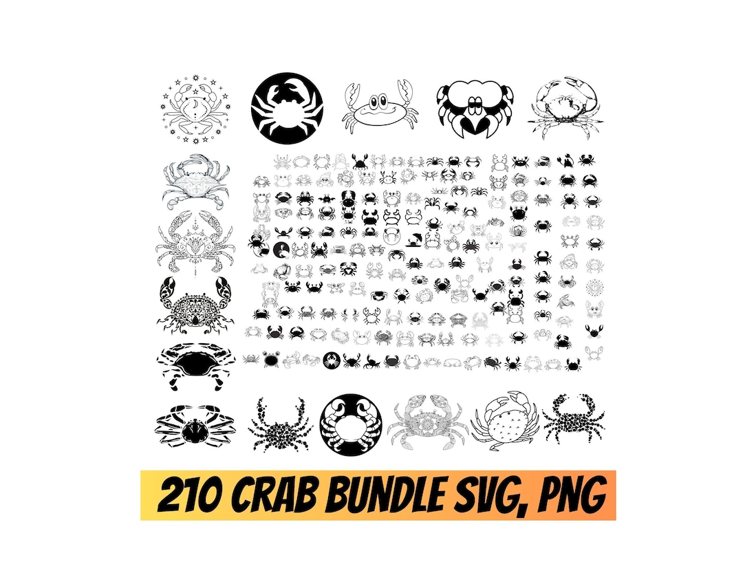 200+ Crabs Svg Bundle, Crabs SVG and PNG Bunble for Cricut, Cancer Sea ...