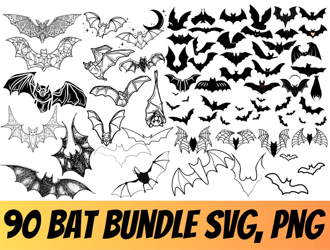 Bats SVG and PNG Bundle, Bat Svg Files for Cricut - Etsy