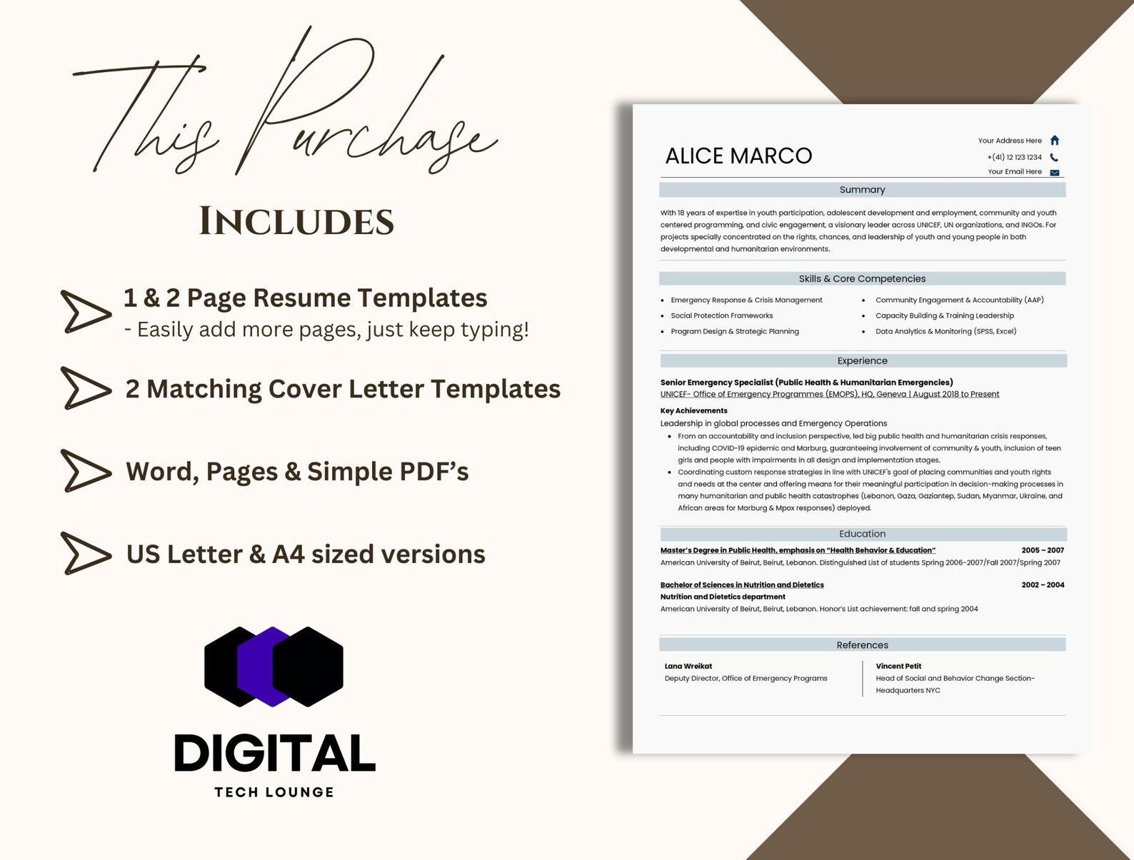 ATS Friendly Resume Template for MS Word and Google Docs, ATS Optimized ...