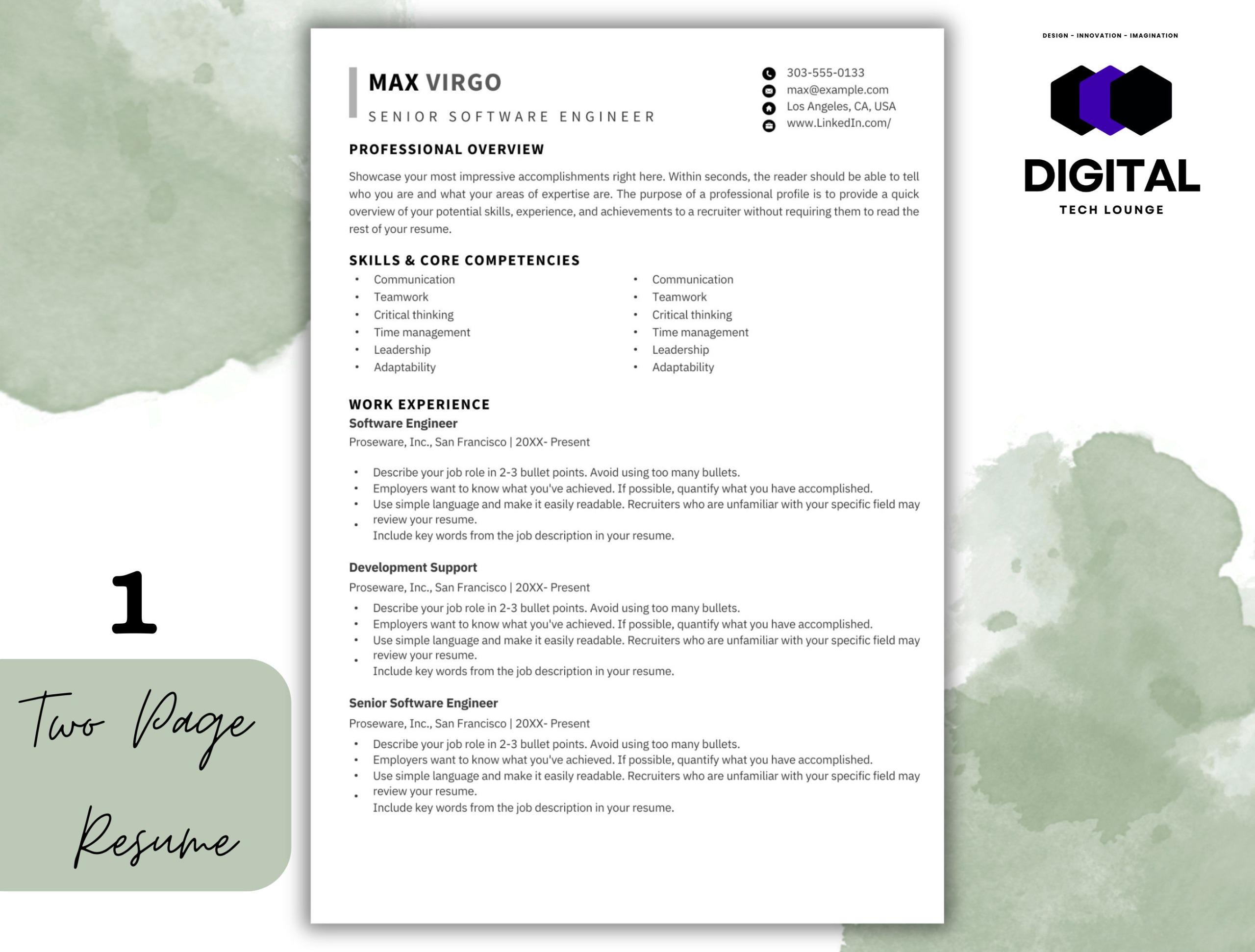ATS Friendly Resume Template for MS Word, Google Docs, and Canva ...
