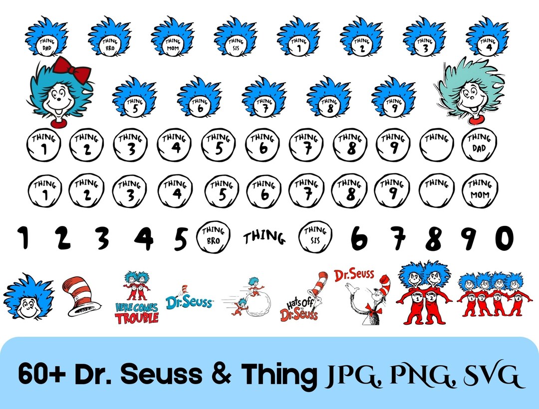 Thing 1 Thing 2 SVG Bundle, Matching Couple Shirt Svgs (digital ...