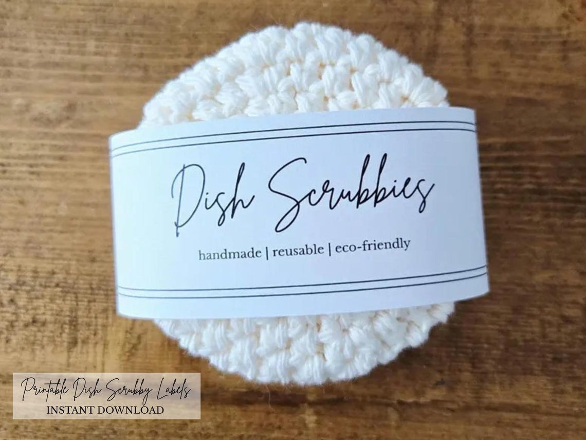 Classic Dish Scrubby Labels | Printable Crochet Packaging - Etsy