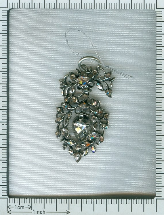 Antique Rococo Flemish Diamond Heart Pendant, 1700s - Gem