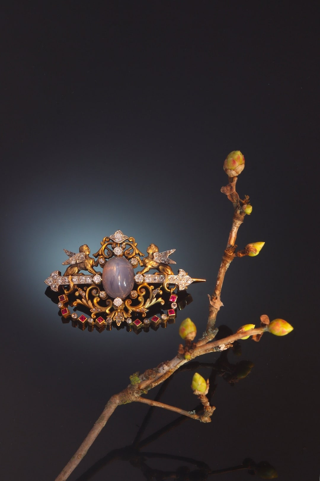 Victorian Sphinx Brooch: 18K Gold, Star Sapphire, Diamond, 1860s - Etsy