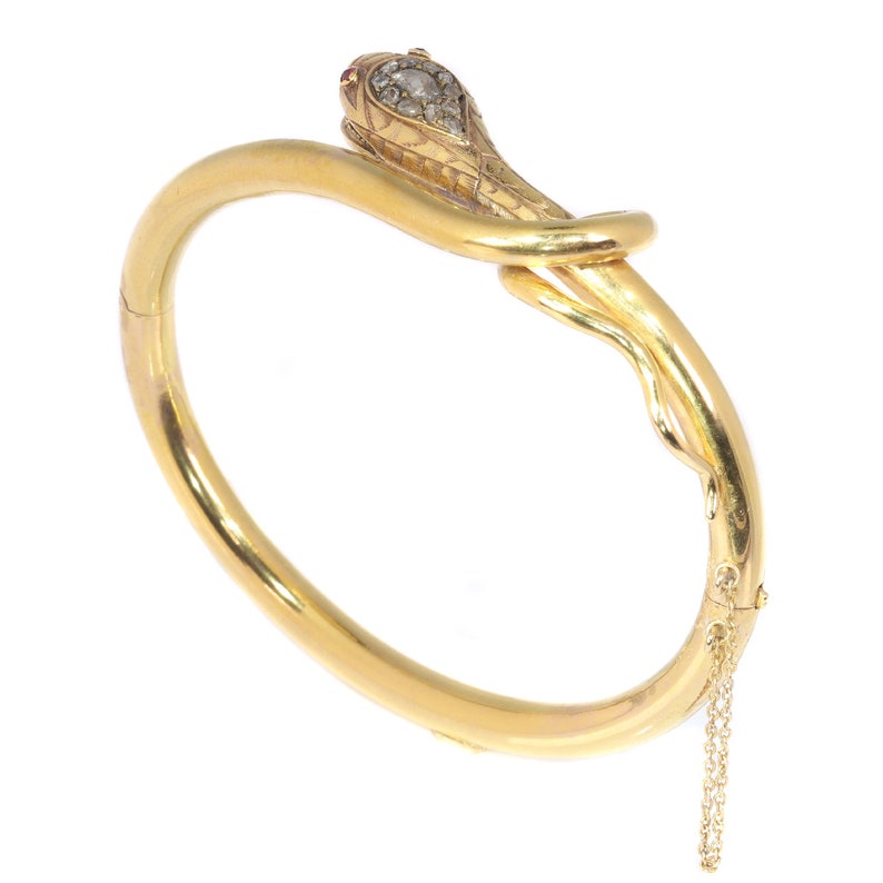 Antique Gold Snake Bangle Set With Diamonds and Rubies, 1880s - Etsy
