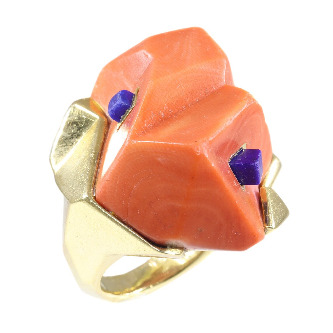 Vintage Seventies Pop-art Matching Set Gold Bracelet and Ring With ...