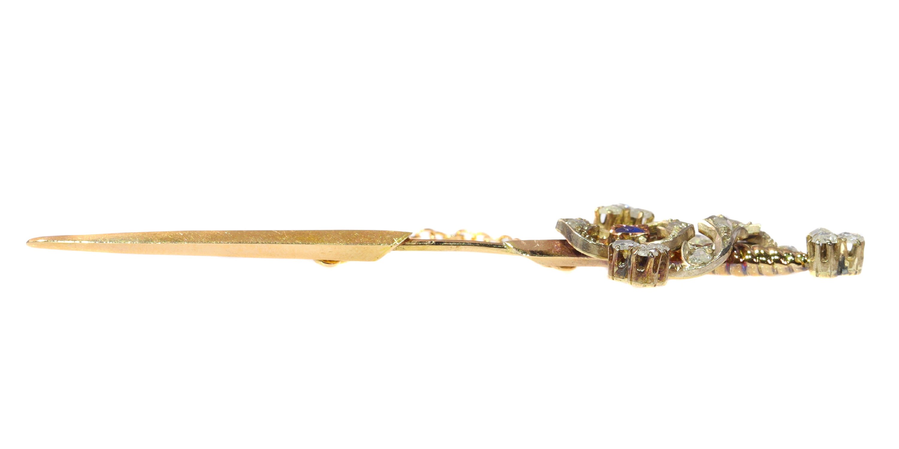Vintage Pin in the Form of a Sword Set With Diamonds and a Sapphire - Etsy