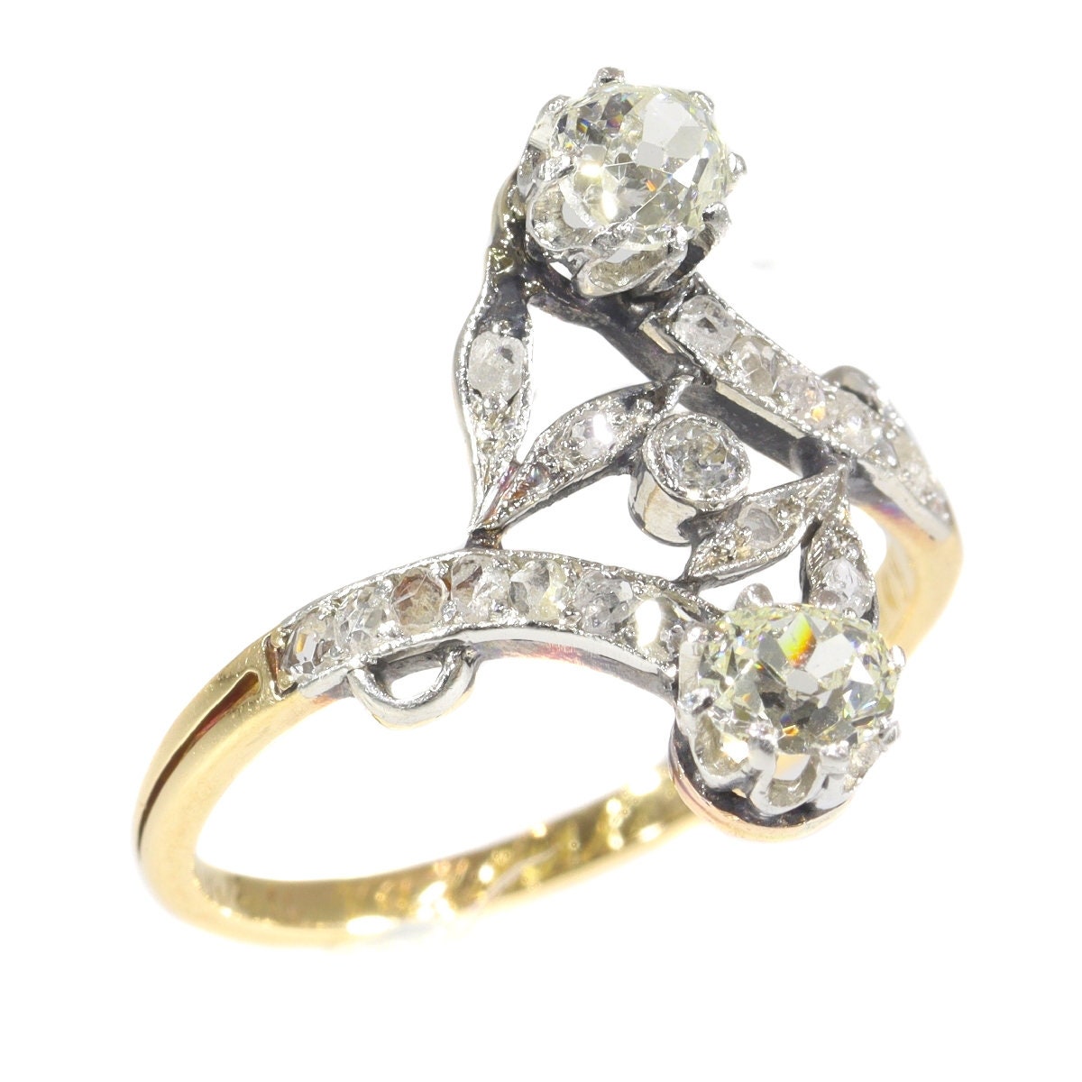 Vintage Belle Epoque Diamond Toi Et Moi Engagement Ring, 1909s FREE Resizing - Etsy