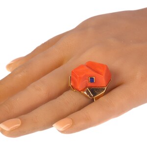 Vintage Seventies Pop-art Matching Set Gold Bracelet and Ring With ...