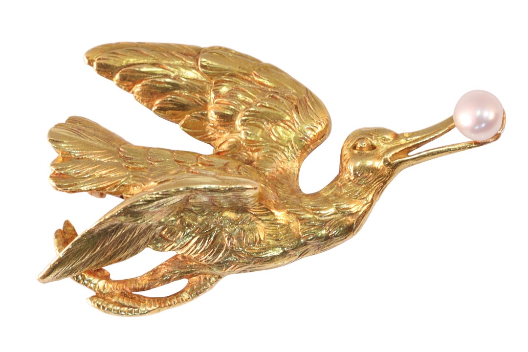 Elegance in Flight: the Victorian Stork Brooch-pendant - Etsy