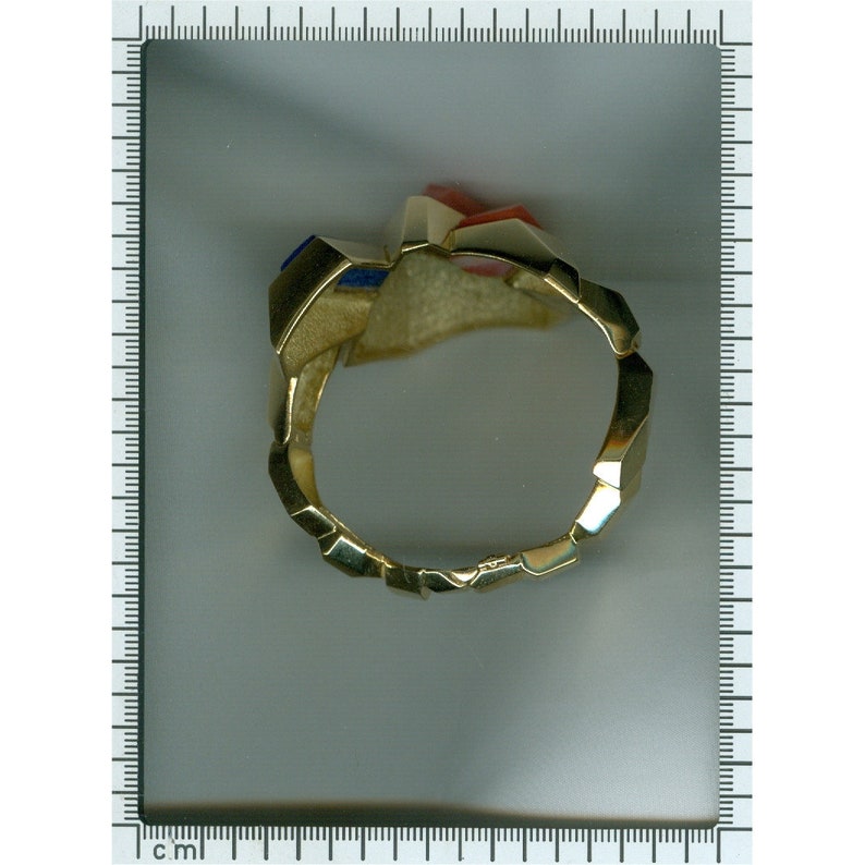 Vintage Seventies Pop-art Matching Set Gold Bracelet and Ring With ...