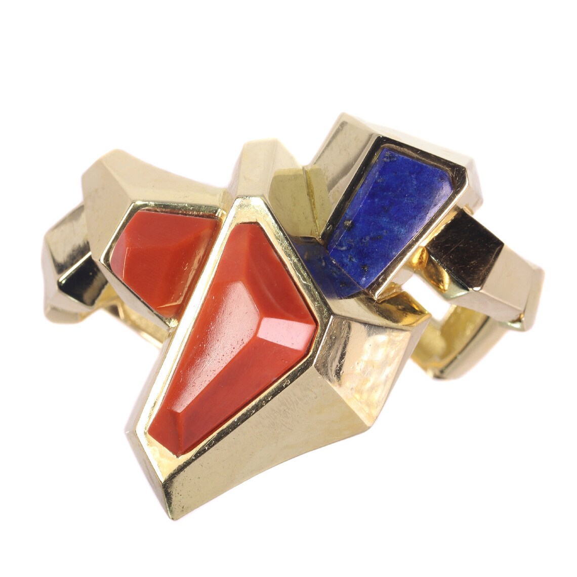 Vintage Seventies Pop-art Matching Set Gold Bracelet and Ring With ...