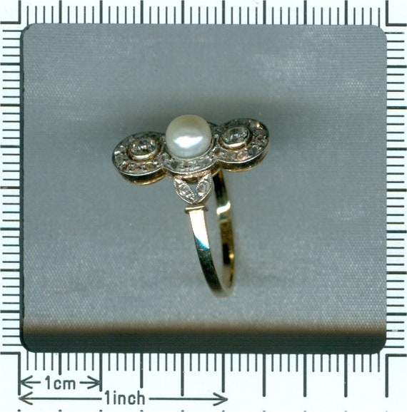 Vintage Belle Epoque Pearl and Diamond Engagement Rin… - Gem