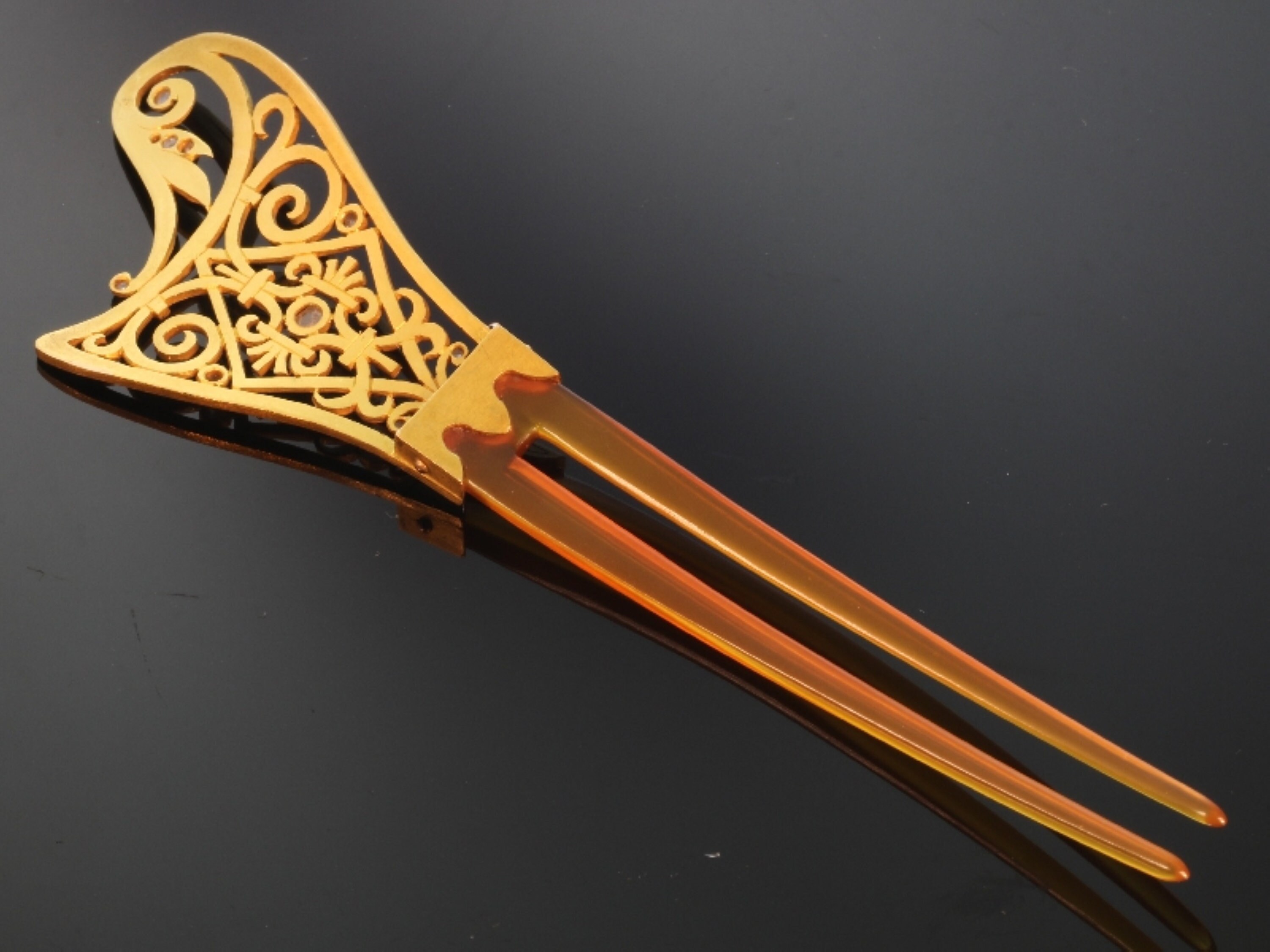 Art Nouveau French Gold Hair Comb With Diamonds and Made From Horn - Etsy