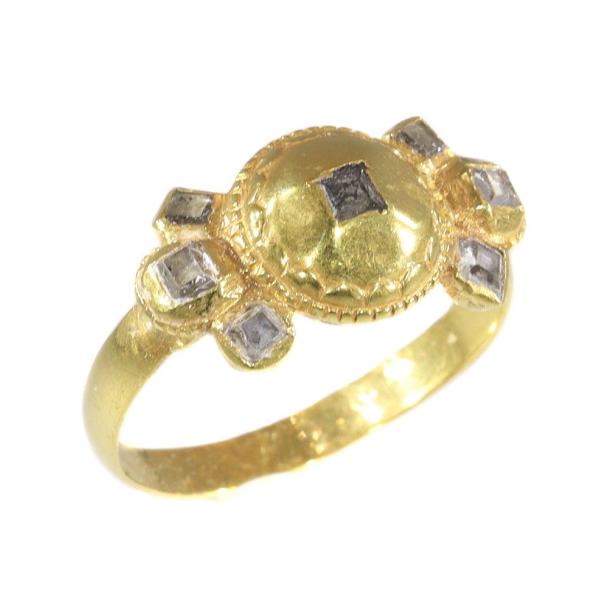 17th Century Antique Baroque Diamond 18 Karat Gold Engagement Ring ...
