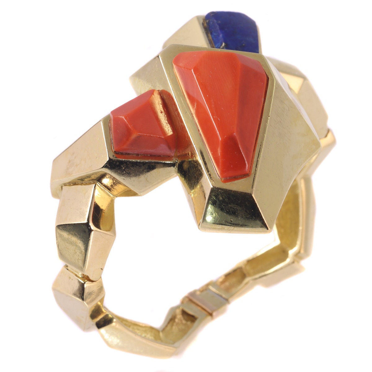 Vintage Seventies Pop-art Matching Set Gold Bracelet and Ring With ...