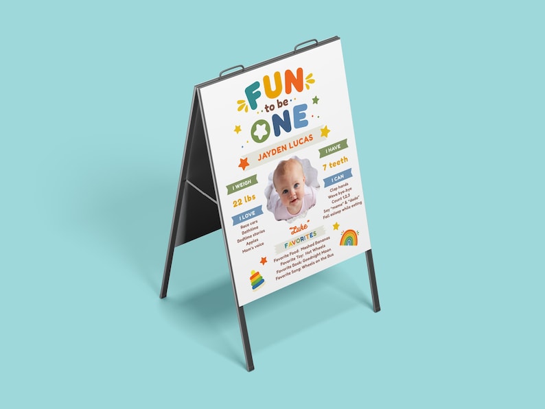 Fun to Be One First Year Photo Board, 1st Birthday Decor, Baby ...