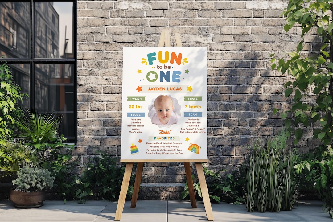 Fun to Be One First Year Photo Board, 1st Birthday Decor, Baby ...