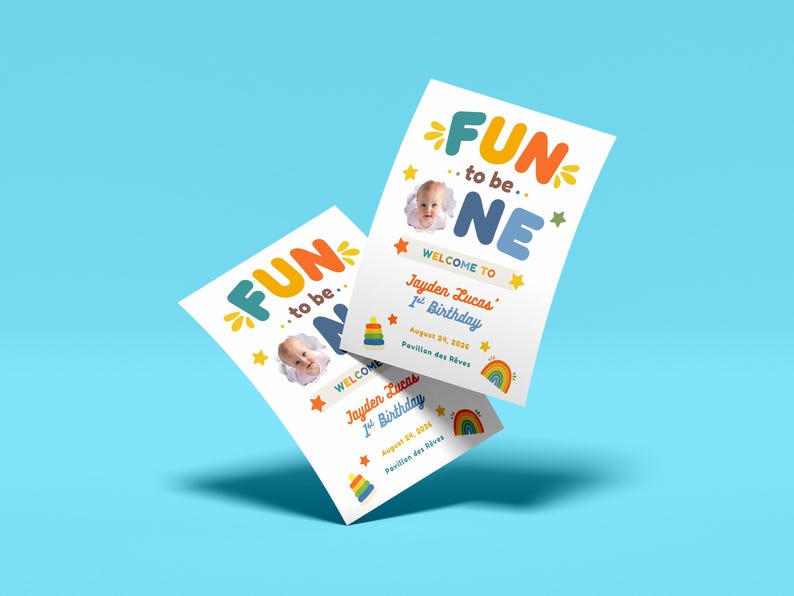 Fun to Be One Birthday Photo Welcome Sign, First Year Decor, Baby Party ...