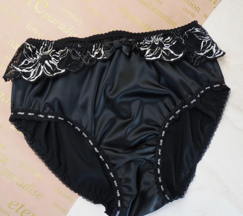Black Silk Lace Transparent Lingerie Set - Sheer Bustier Bra and Silk ...