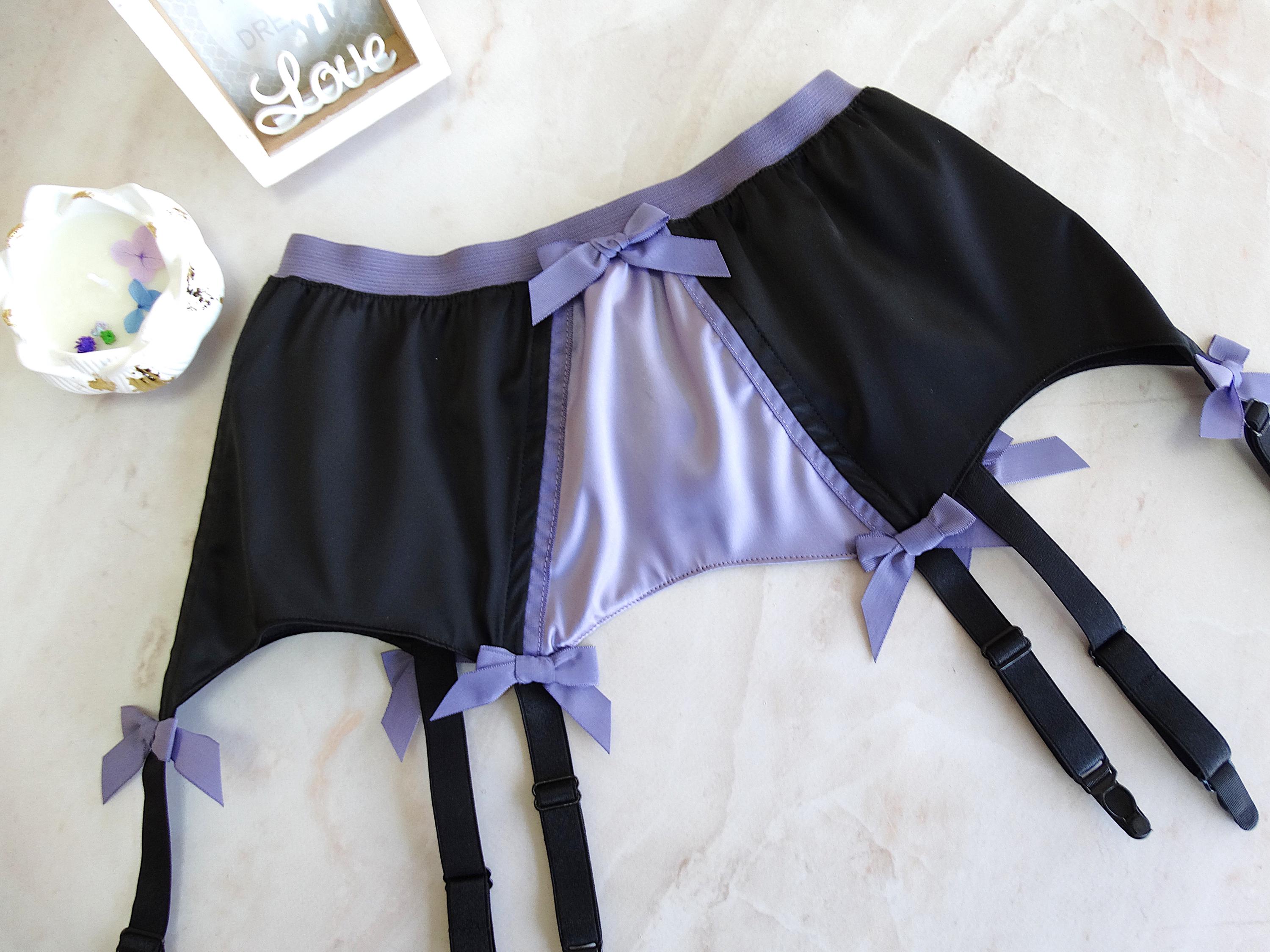 Lavendel Strumpfhalter Gürtel Seide mit 6 Strumpfhalter, Vintage-Stil ...