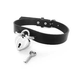 Black Heart Padlock Choker With Key, Black Heart Lock Choker, Lock and ...