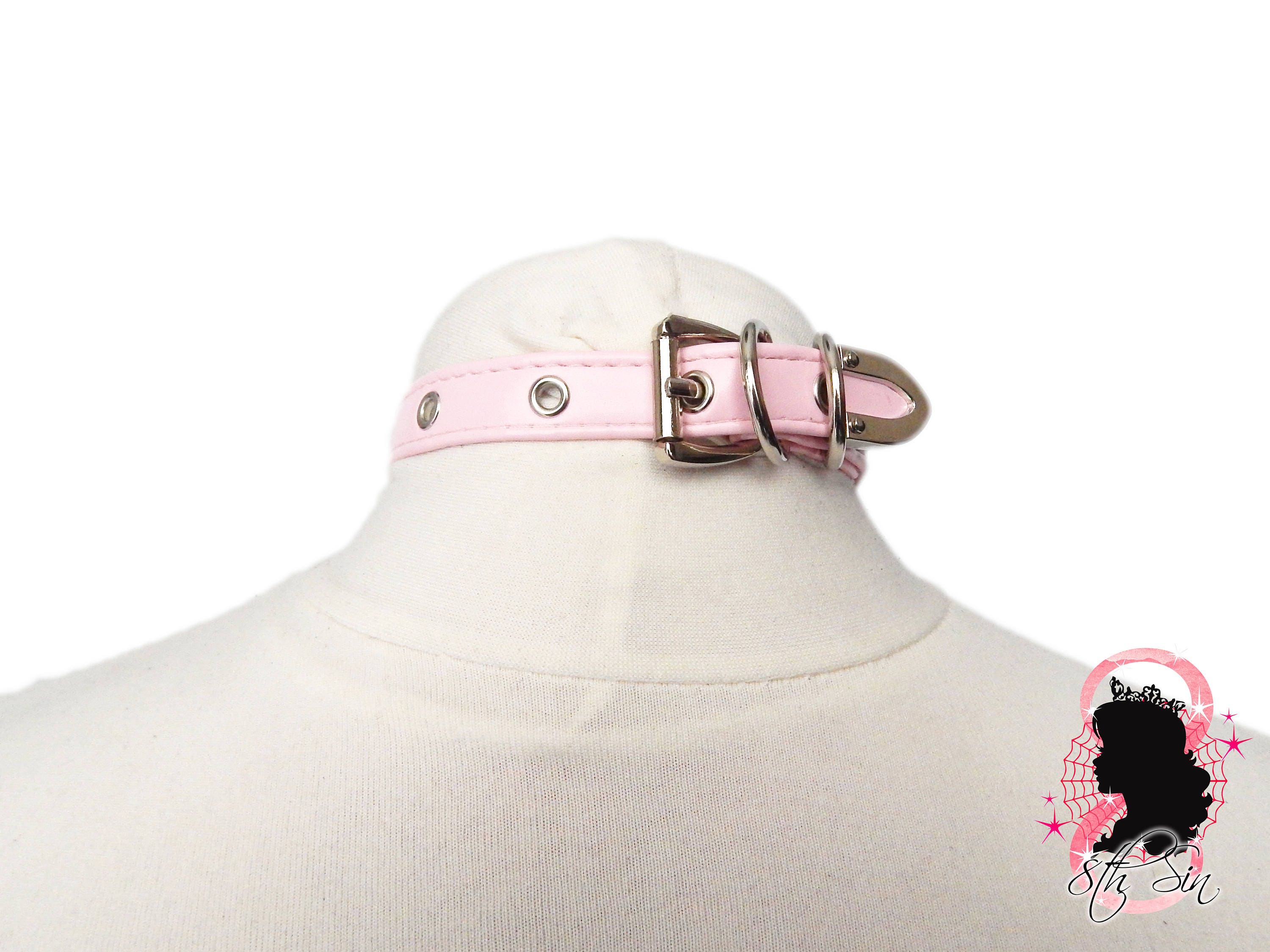 Pink Faux Leather Bow and Bell Choker Pink Kitten Bell | Etsy
