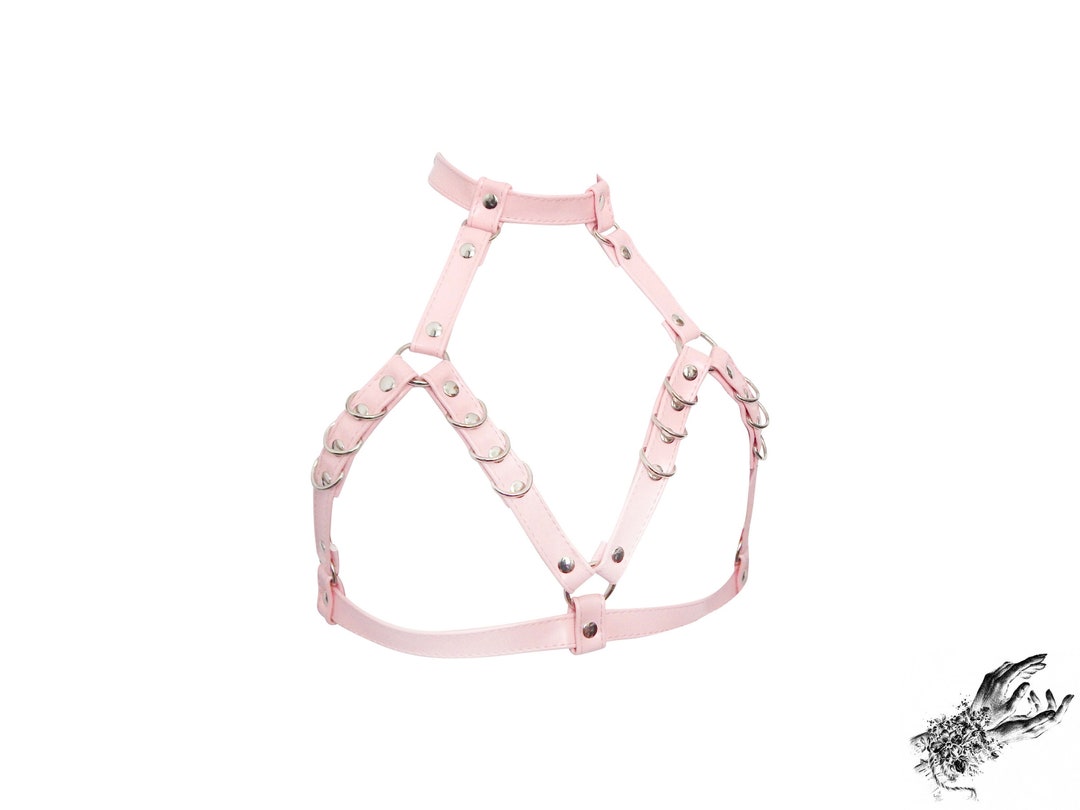 Pink Vegan Leather D Ring Harness - Adjustable BDSM Chest Harness ...