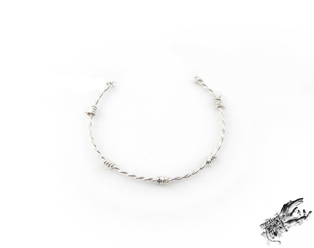 Stainless Steel Barbed Wire Bracelet, Silver Barbed Wire Bangle, Gothic ...